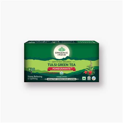 Buy Organic India Tulsi Green Tea Pomegranate 25 Tea Bags Ayurhub