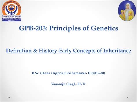 Unit 11a Principle Of Genetics Defintion And History Early Concepts Of Inheritance Pptx