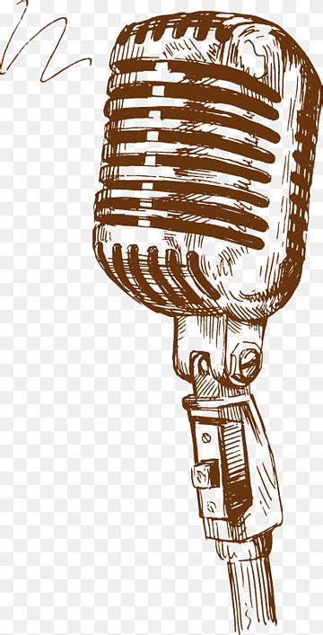 무료 다운로드 빈티지 브라운 콘덴서 마이크 스텐실 마이크 악기 그리기 빈티지 장식 요소 그린 레트로 손 Png Pngwing