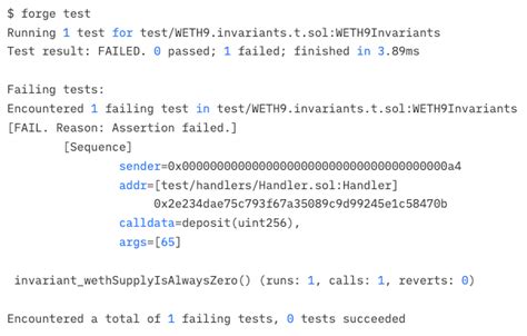 Failing Invariant Sequence Is Not Printed · Issue 4754 · Foundry Rs
