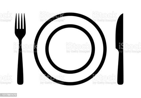 포크 나이프와 플레이트 아이콘은 흰색 배경에 격리 벡터 검은색에 대한 스톡 벡터 아트 및 기타 이미지 검은색 벡터 부엌 칼 Istock