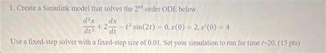 Solved 1 Create A Simulink Model That Solves The 2nd Order