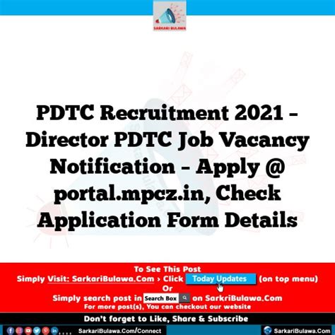 Pdtc Recruitment 2021 Director Pdtc Job Vacancy Notification Apply Check