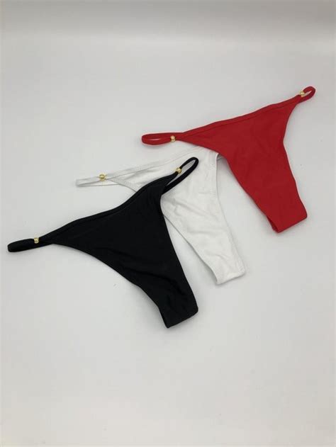 String Bikini Bikinibroekje Luxe Met Kraaltjes Dames Zwart Size M Bol Com