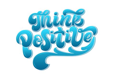 긍정적 인 손으로 그린 글자 생각 다채로운 동기 부여 문구입니다 흰색 배경에 행복하고 즐거운 창조적 인 따옴표 배너 디자인 티셔츠 등 T 셔츠에 대한 스톡 벡터 아트 및