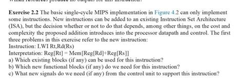 solved exercise 2 2 the basic single cycle mips