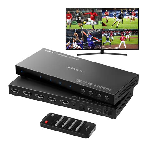 HDMI Multiviewer Switch 4x1 With PIP PORTTA Quad Multi Viewer Seamless Switcher 4 In 1 Out With