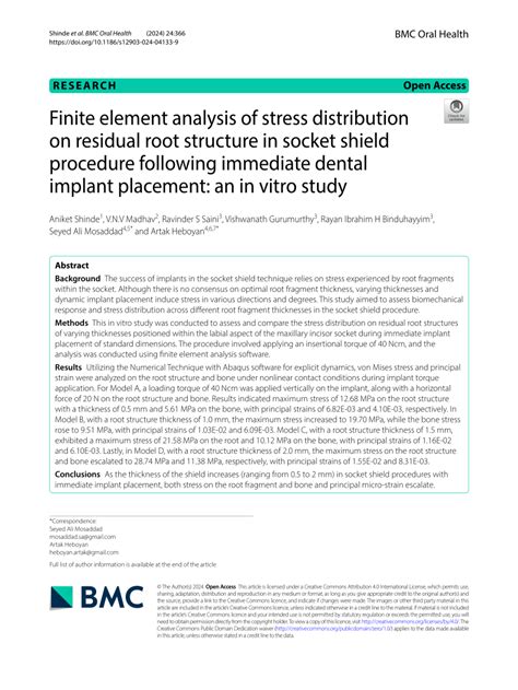 Pdf Finite Element Analysis Of Stress Distribution On Residual Root