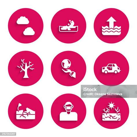 지구 지구본 얼굴 보호 마스크 가뭄 자동차 지진 시든 나무 상승 수위 및 구름 아이콘을 들고 손을 설정합니다 벡터 가루로 빻은에 대한 스톡 벡터 아트 및 기타 이미지