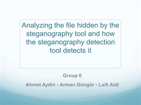 Steganography Tool And Steganography Detection Tool Presentation Pptx