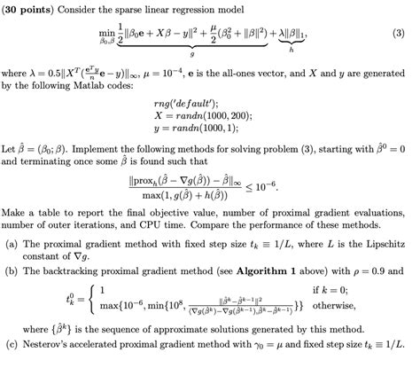 30 ﻿points ﻿consider The Sparse Linear Regression