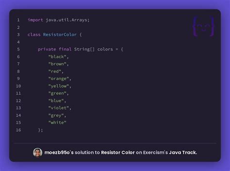 Moezb O S Solution For Resistor Color In Java On Exercism