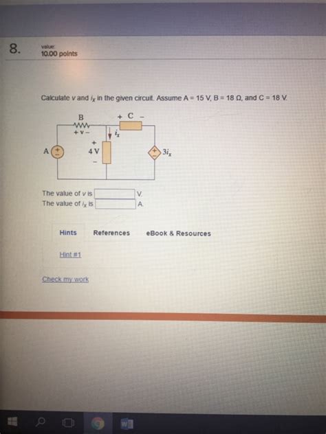 Solved Calculate V And I X In The Given Circuit Assume A Chegg