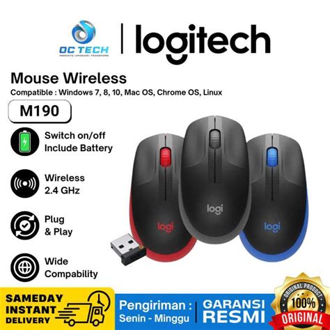 Jual Logitech M190 Mouse Wireless Full Size Usb Dongle 2 4 Ghz Mouse Logitech Original Garansi