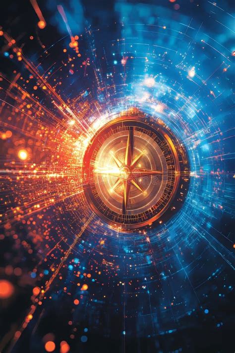 Golden Compass Navigating Digital Landscape Guiding Light Through