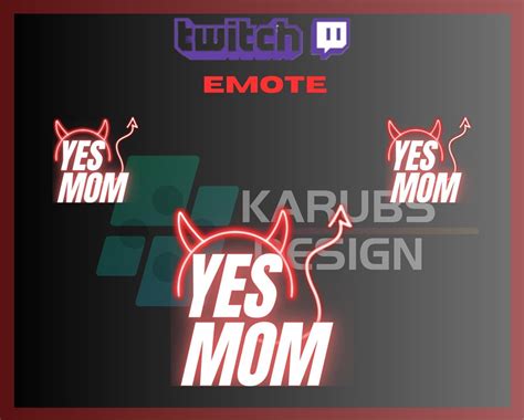 1 Twitch Emote Yes Mommy Emote Horn Devil Emote Red Text Emote Neon