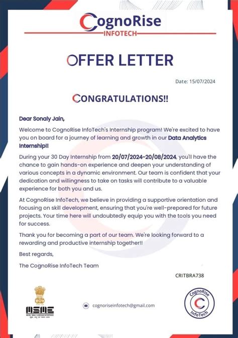 Sonaly Jain On Linkedin Cognoriseinfotech Internship Dataanalytics