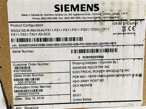 New Siemens 6gk60210as233db0 Ruggedcom Rsg2100 Warranty Ebay