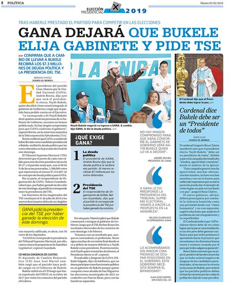 Gana Ha Propuesto A Bukele Nombres De Posibles Funcionarios