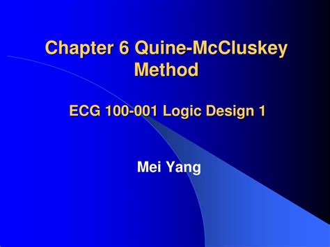 Ppt Chapter 6 Quine Mccluskey Method Powerpoint Presentation Free Download Id2968297