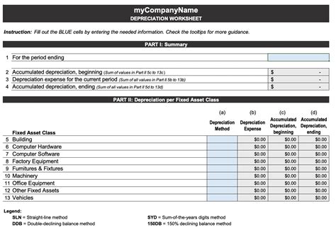 How To Make A Depreciation Worksheet In Excel Free Template