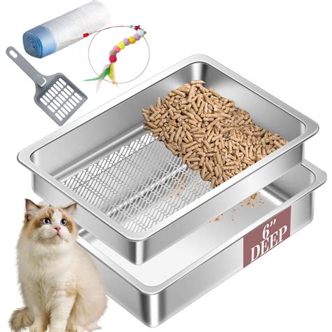 Stainless Steel Sifting Cat Litter Box For Pine Pellets Xl Extra Large
