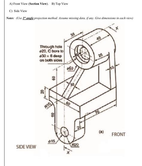 Solved Using Autocad Draw Front View Side View Top View Chegg Com