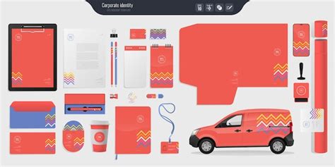 기업 정체성 템플릿 세트 비즈니스 스타일 프리미엄 벡터