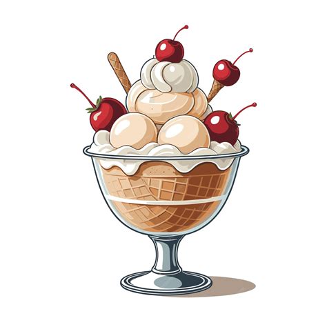 Premium Vector Ice Cream Sundae Cartoon Illustration