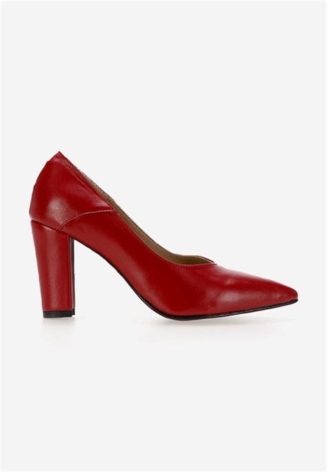 Pantofi Cu Toc Gros Piele Rosii Catania Zapatos