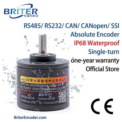 Absolute Rotary Encoder Ip68 Waterproof Single Turn Ssi Can Rs485 Interface High Precision Angle