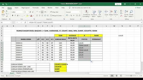 Rumus Dasar Excel Bagian 1 Sum Average If Count Max Min Sumif