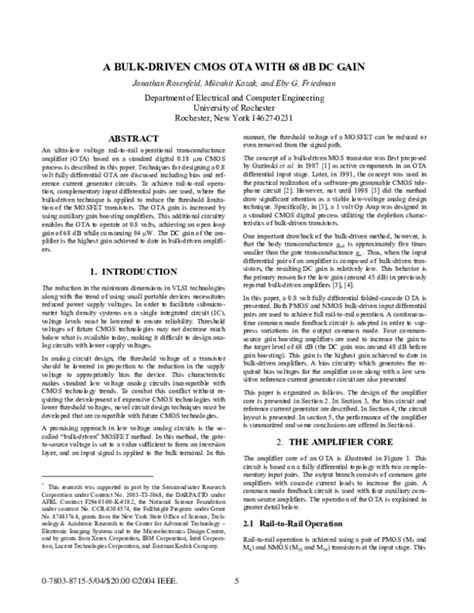 Pdf A Bulk Driven Cmos Ota With 68 Db Dc Gain