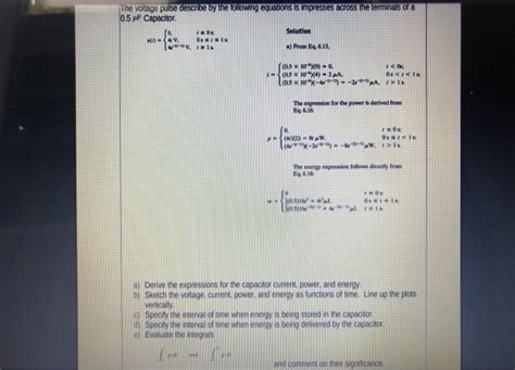 Solved The Voltage Pulse Describe By The Following Equations Chegg Com