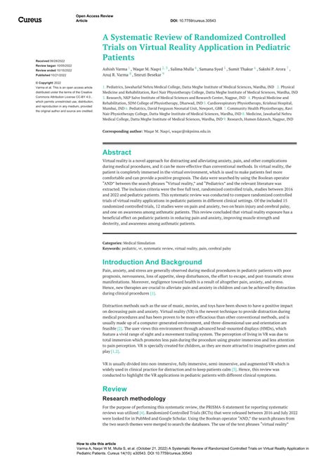 Pdf A Systematic Review Of Randomized Controlled Trials On Virtual Reality Application In