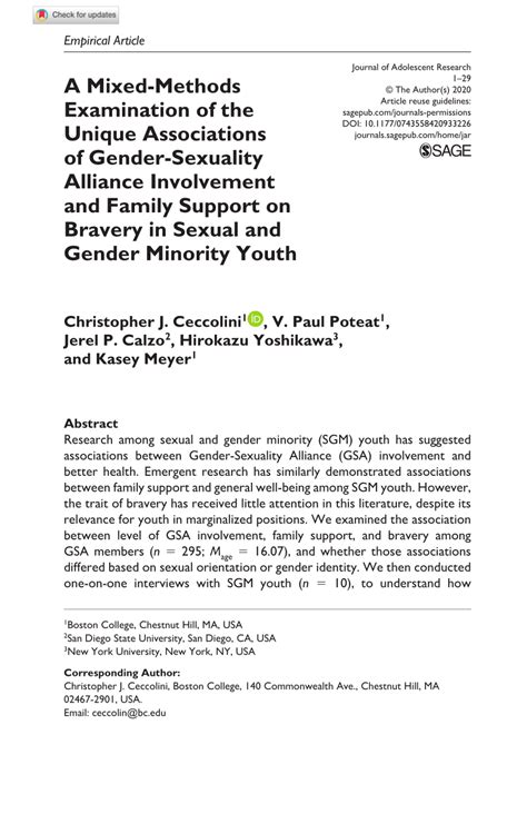 PDF A Mixed Methods Examination Of The Unique Associations Of Gender Sexuality Alliance