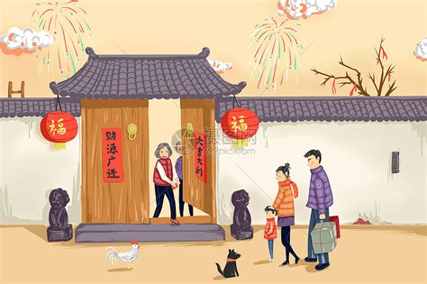 回家过年插画图片下载 正版图片400087386 摄图网