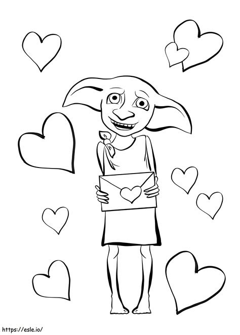 Dobby Holding A Love Letter Coloring Page