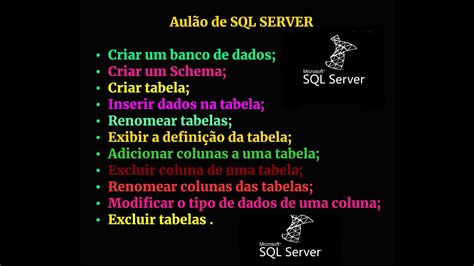 Aulão De Sql Server Como Criar Um Banco De Dados Schema Tabela