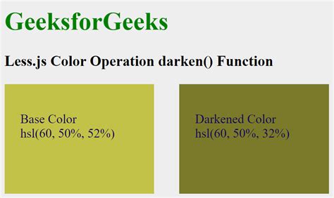 Lessjs Color Operation Darken Function Geeksforgeeks