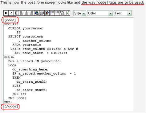 Orafaq Forum Sql And Plsql How To Use Code Tags And Make Your Code