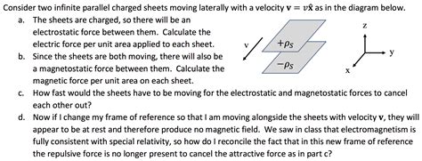 Consider Two Infinite Parallel Charged Sheets Moving