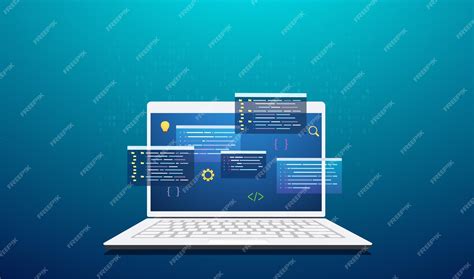 Premium Vector Concept Of Programming And Coding With Laptop Web Site Development Games