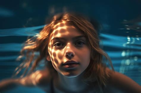 Premium Ai Image Young Cute Woman Model Swimming Underwater