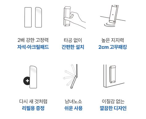잠금고정·방범용품 [2천원 쿠폰] 밀리지않는 접착식자석도어스토퍼 아크릴패드1매리필용포함 오늘의집 쇼핑