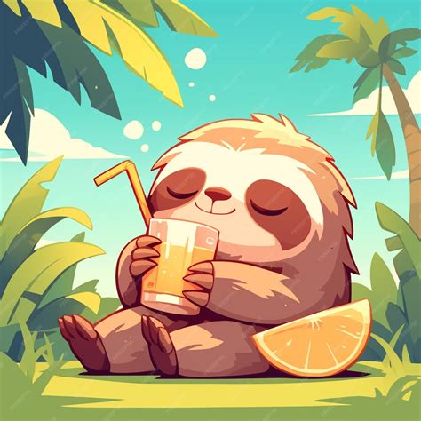 Premium Vector A Lazy Sloth Broadcaster Cartoon Style