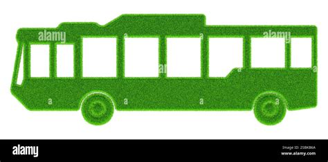 Electric Bus Concept Public Bus From Green Grass 3d Rendering