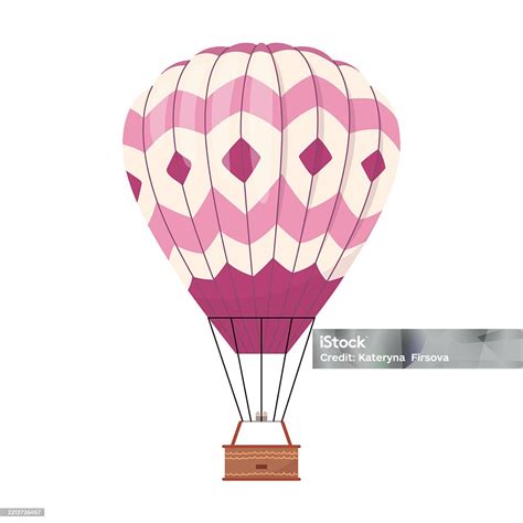화려한 패턴의 분홍색 열기구 쇼 전단지 배너를 장식하기위한 비행 Baloon 디자인 요소 바구니와 항공 여행 관광 운송 플랫