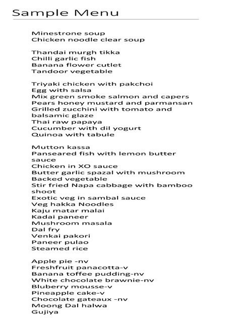 Sample Menu Pdf