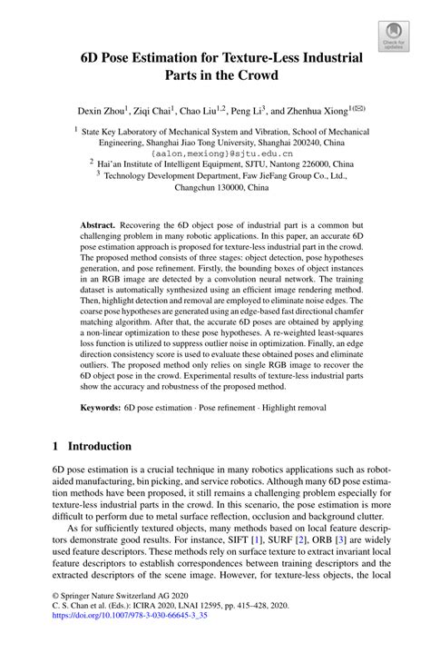 Pdf 6d Pose Estimation For Texture Less Industrial Parts In The Crowd